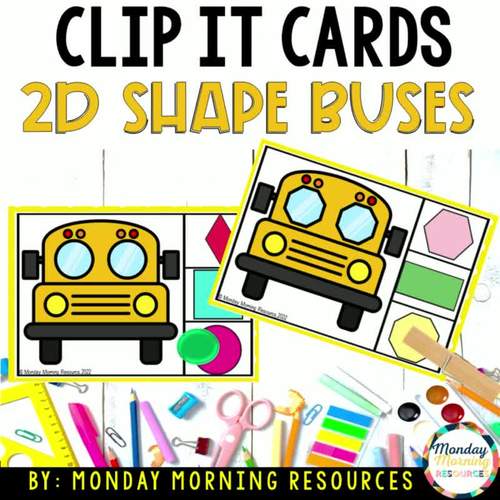 Back to School 2D Shape Clip It Cards School Buses-Foundation ...