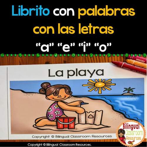 Librito con palabras con las letras "a" "e" "i" "o". Spanish syllables