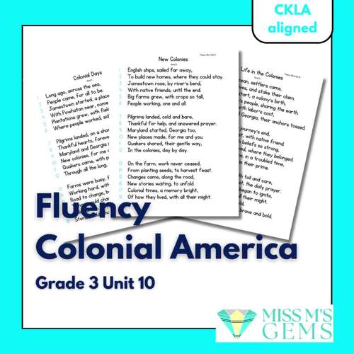 Fluency Aligned with 3rd Grade CKLA Unit 10 Colonial America by Miss M ...