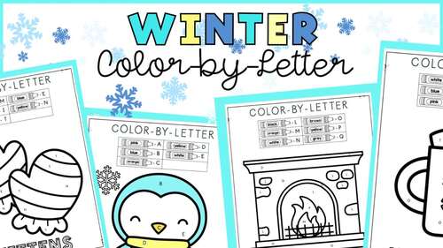 Winter Color by Code | Uppercase Letter Recognition | Tracing Winter Words