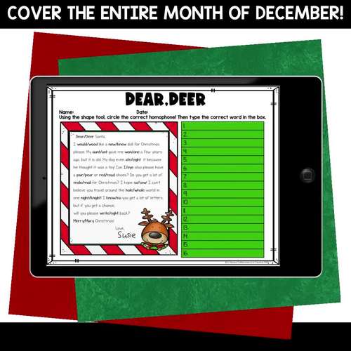 December/Christmas NO PREP Print and Digital Math & ELA Worksheets ...