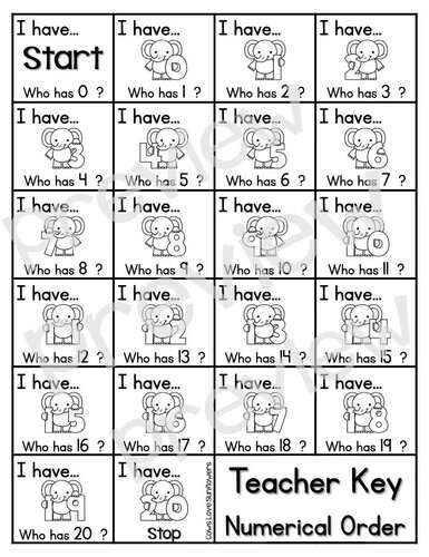I Have Who Has 0–20 Math Game - Number Recognition Math Activity ...