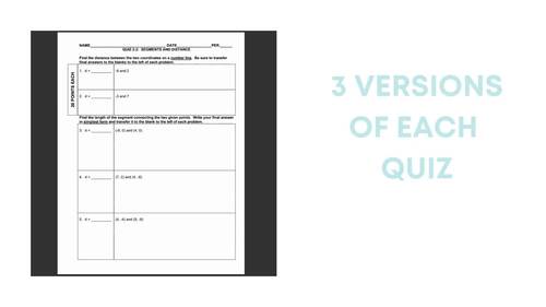 Geometry Basics Unit Assessments - 2 quizzes, 2 reviews & 5 tests