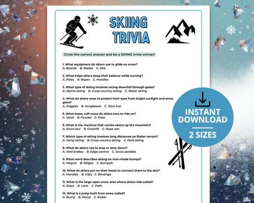 Skiing Trivia Game | Winter Sports Printable Quiz for Kids, Classroom ...