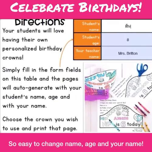 Name Hats & Holiday Crowns Last day of School Crown Birthday Memorial ...