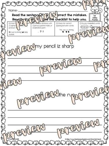 Fall-Themed Fix-It Sentences | Capitalization, Punctuation, and ...