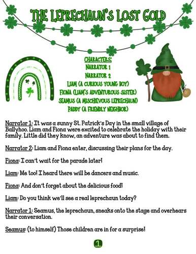 Leprechaun Gold Reader's Theater Grade 6 Fluency Color Fun St Patricks ...