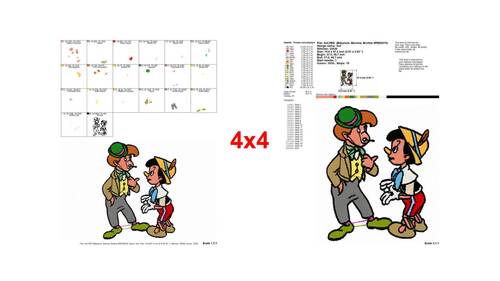 Classic Disney Pinocchio and Honest John cartoon embroidery designs ...