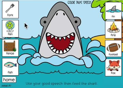 Feed the Shark F and V Sounds Articulation Boom Cards | Speech Therapy