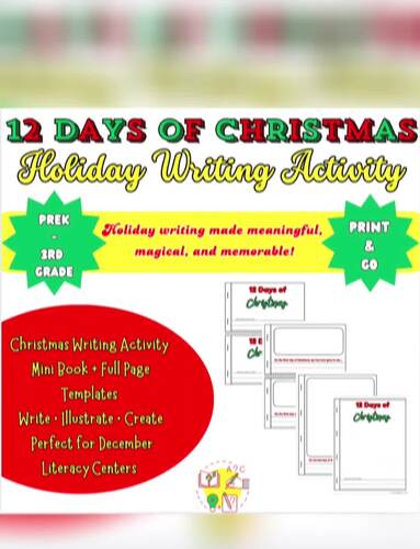 12 Days of Christmas Writing Activity | Holiday Mini Book & Full Page ...