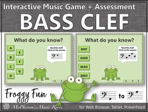Bass Clef Note Names Interactive Music Game & Activity + Assessment ...