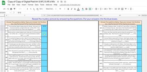 Digital Math Pixel Art | Mystery Picture 5th Grade Word Problems for ...