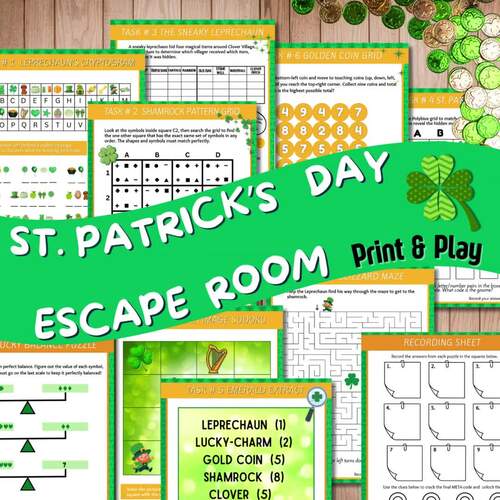 St. Patrick’s Day Escape Room | Print & Play Critical Thinking Activity ...