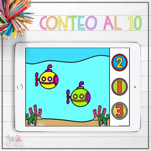 Counting to 10 Boom Cards, Numbers to 10 submarines by Miss Norbiel