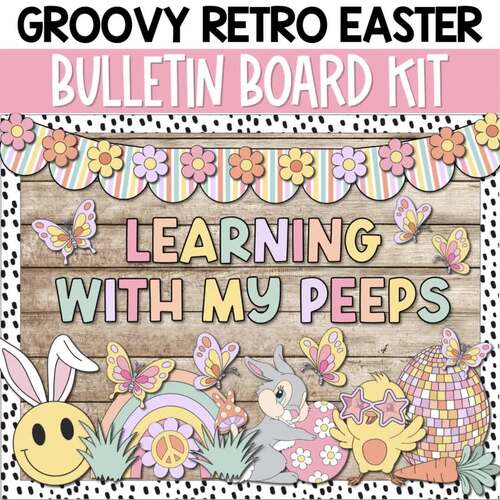 Groovy Retro Easter Bulletin Board, Easter and Spring Door Decor April ...