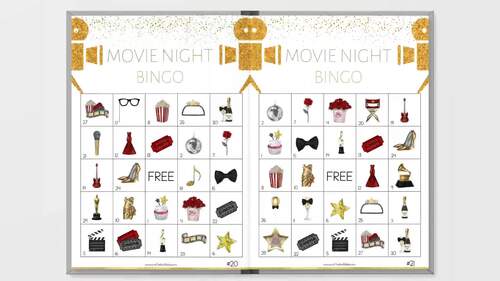 50 Movie Night Bingo Cards by Crafted with Bliss by Teacher Pia | TPT