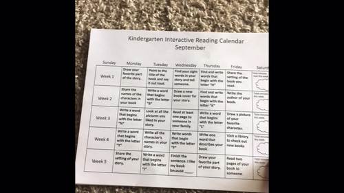 Kindergarten Interactive Reading Calendar by Mamarohrerspride | TpT