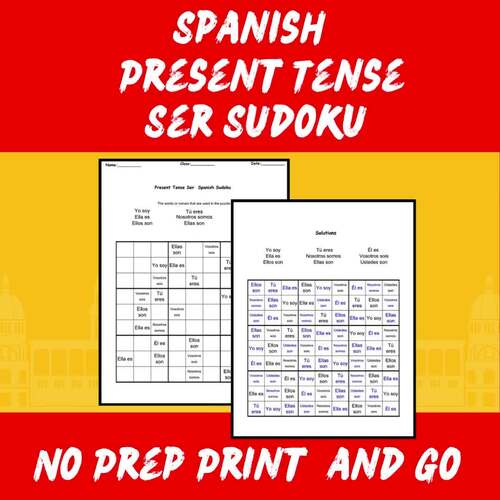 Present Tense Ser Spanish Sudoku Activities No Prep worksheets 3 Puzzles