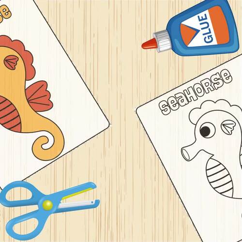 Seahorse Craft Template-Ocean Animals Bulletin Board Craft-Summer Cut ...