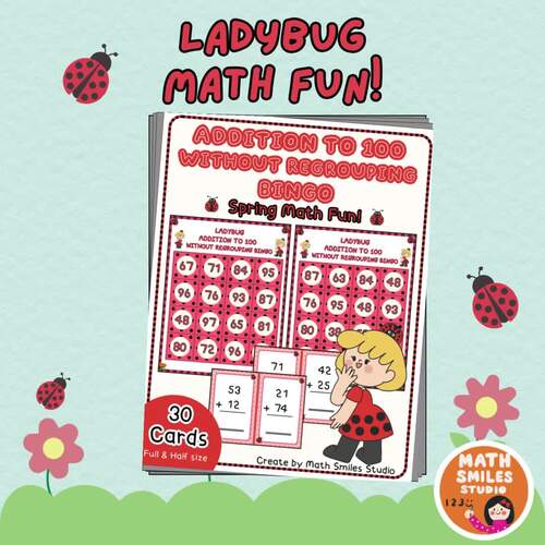 Ladybug Addition to 100 Bingo (Without Regrouping) | 2-Digit Addition ...