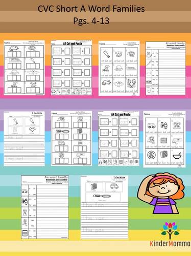 CVC Short A Word Family Activities by KinderMomma Learning | TPT