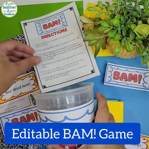 Spelling BAM Game: EDITABLE Bam Spelling Game (also known as Zap or ...