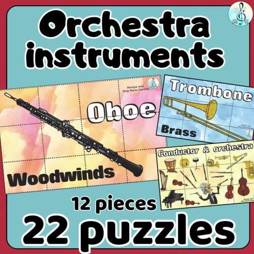 ORCHESTRA instruments: 22 PUZZLES for music CENTERS or QUIET activities