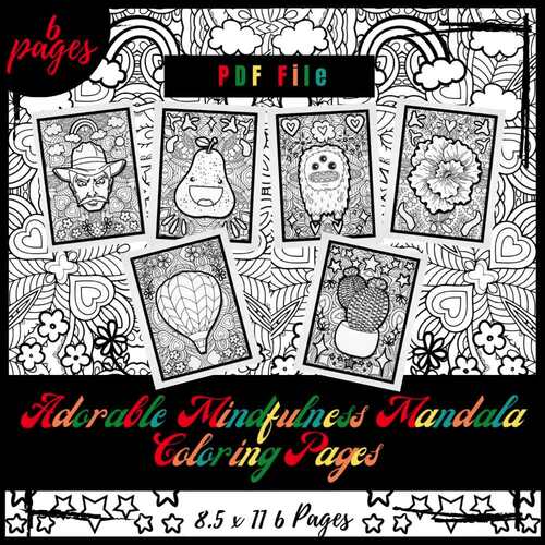 Adorable Kids Mindfulness Mandala Coloring Pages, Printable PDF Sheets