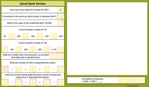 NO Prep - Spiral Math Review Bundle for 3rd or 4th Grade - Week 2