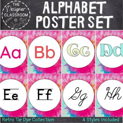 Alphabet Posters | Retro Tie Dye Classroom Decor by The Designer Classroom