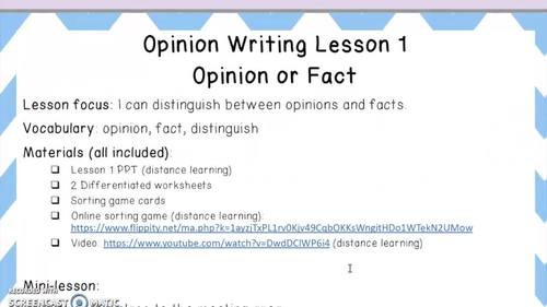 Opinion Writing Fact or Opinion All-in-one Lesson by Eureka Sheets