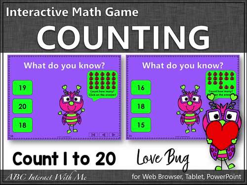 Counting to 20 Number Sense Interactive Math Game {Love Bug} | TpT