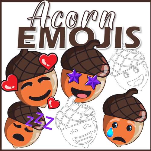 Acorn Emojis Acorn Emoticons Acorn Faces Autumn Clipart by PetersGames