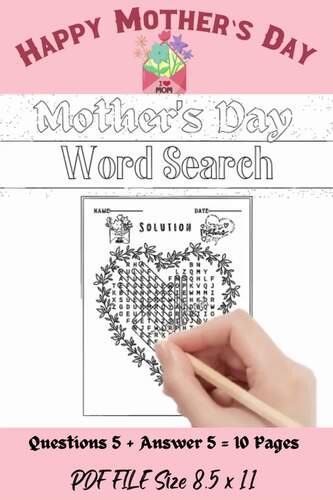 Mother's Day Word Search | Puzzle Worksheet Activities| Morning Work ...