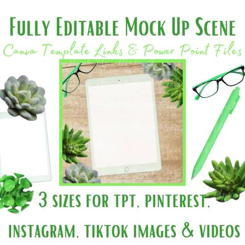 ipad Image in Green Mockup Scene - Moveable Images in Customizable Scene