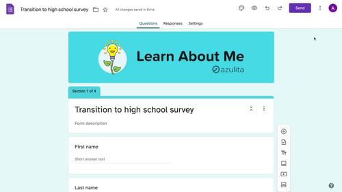 Transition to High School Survey — PDF & Google Forms Bundle by Azulita