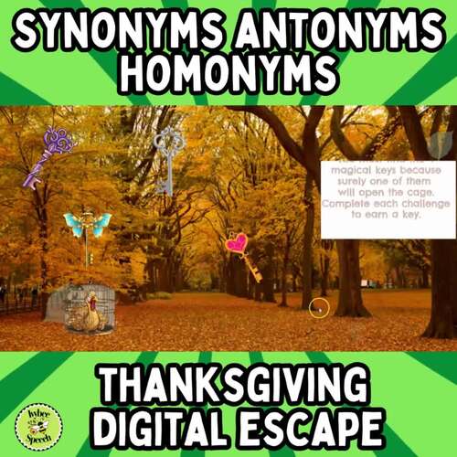 Thanksgiving Digital Escape Room | Synonyms Antonyms Homonyms ...