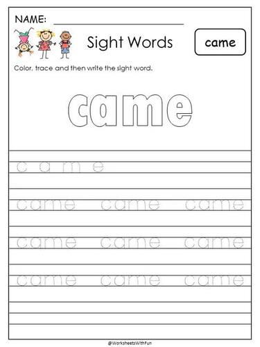 Sight Words Worksheets, Dolch-Primer Practice, Kindergarten Activities ...