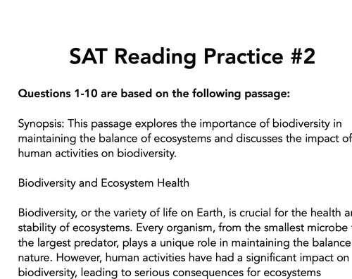 SAT Reading Passages & M/C Questions (with answer keys) by Curt's Journey