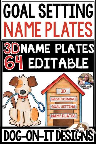 Puppy Dog Desk Name Plates Smart Goals Growth Mindset | TPT