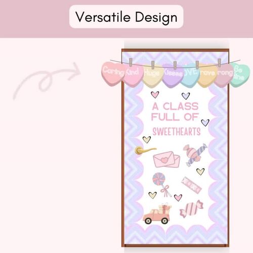 Valentine Bulletin Board Display Kit Cute Sweetheart Decor February ...