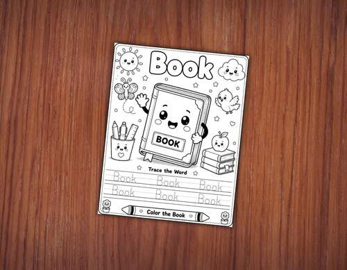 School Vocabulary Coloring & Tracing | Preschool & Kindergarten Worksheets