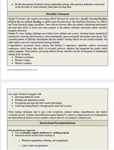 DISABILITY AND IMPACT STATEMENTS: BASIC READING SKILLS AND DYSLEXIA