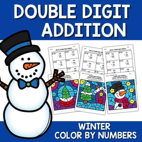 Winter Double Digit Addition with Regrouping Color by Number Fun No ...