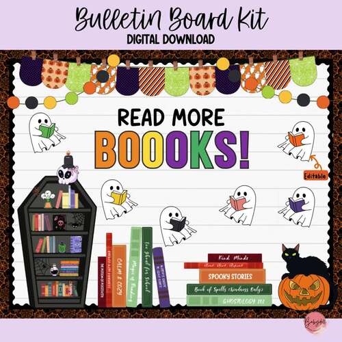Read More Boooks Halloween Bulletin Board | Editable Ghost Classroom ...