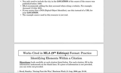 MLA Formatting (9th Edition) by Ashley Wutke | TPT