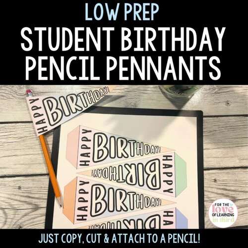 Happy Birthday Flag Pennant for Pencils - Easy Student Birthday Gift Tags