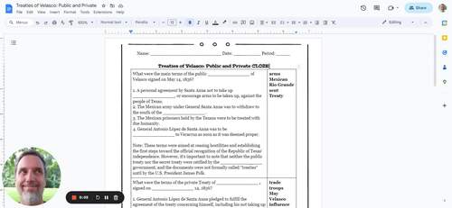 Treaties of Velasco CLOZE Reading | 7th Grade | Texas History | TPT