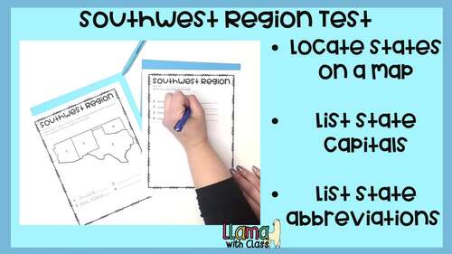 Southwest States and Capitals Quiz Includes Map + Abbreviations ...