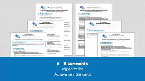 Australian Curriculum Year 2 English Report Card Comments - Semester 1